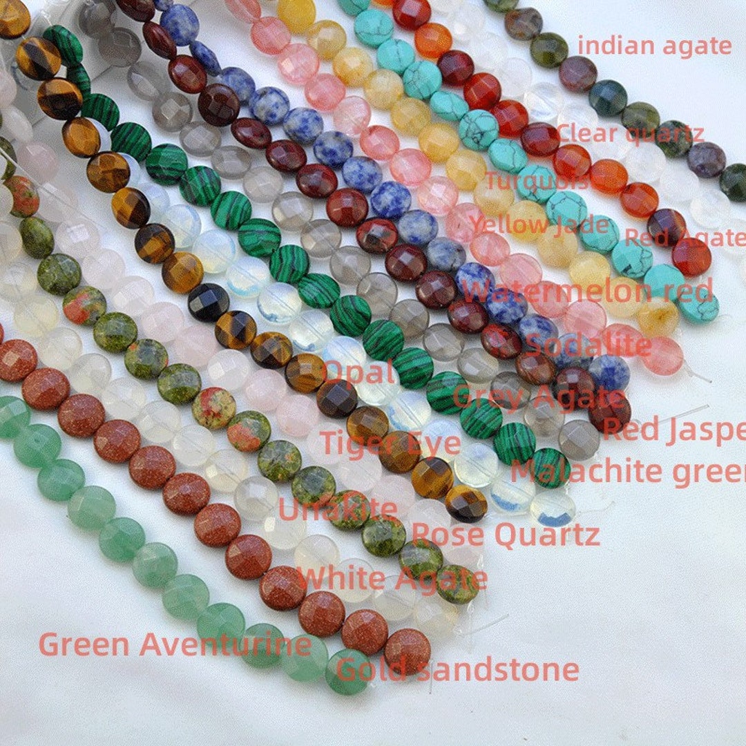 Faceted Coin Shape Beads，natural Gemstone 8mm/12mm/16mm Faceted Flat ...