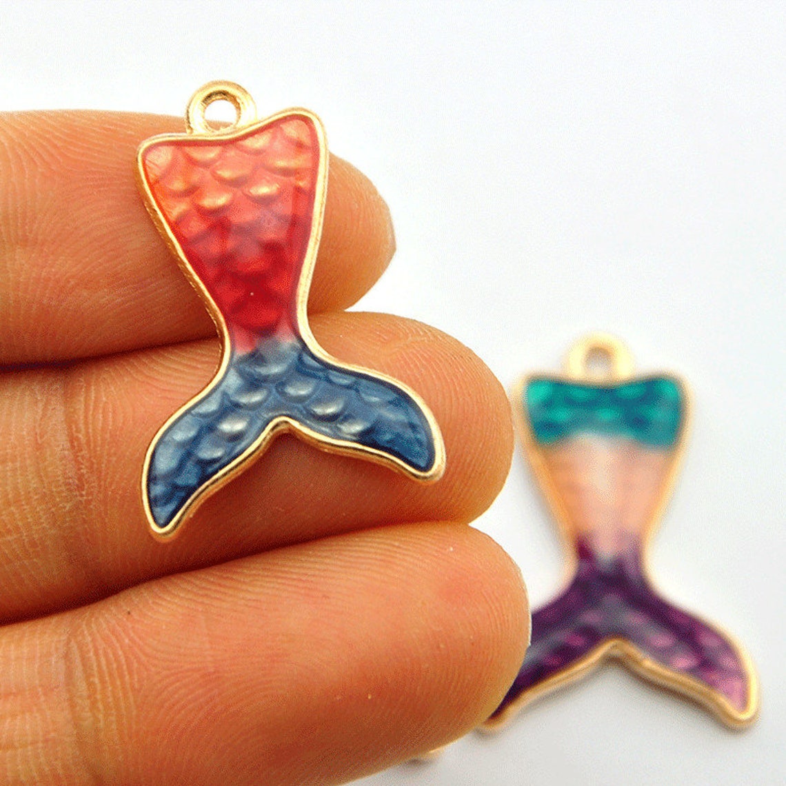 4pcs 50pcs Mermaid Tail Gold Plated Enamel Charms Enamel | Etsy