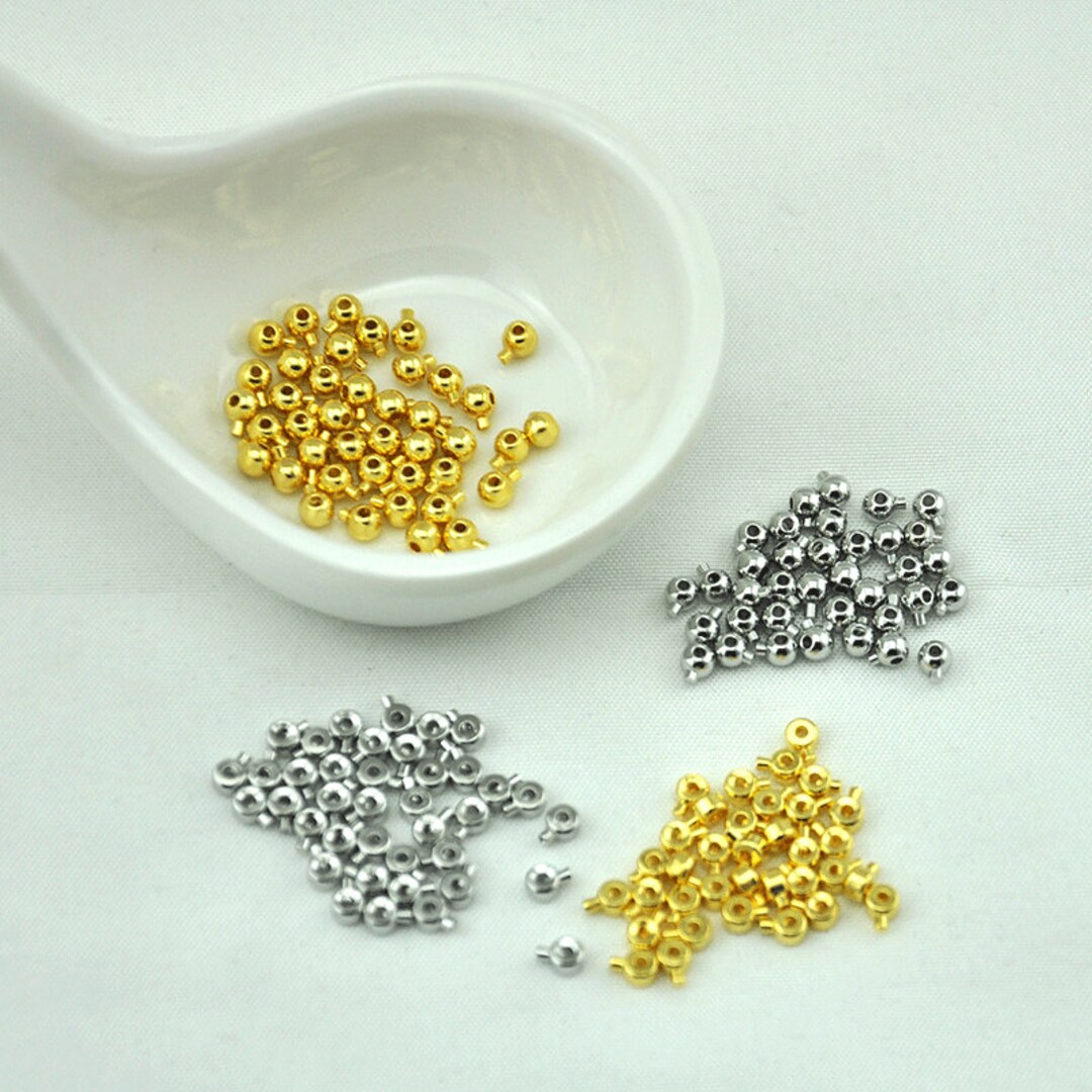 18K Gold Plated/white Gold Crimp End Beads,positioning Beads,locating ...