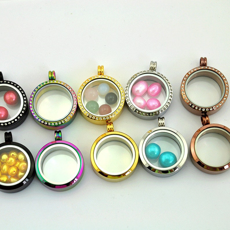 30mm High Quality Stainless Steel Round Floating Glass Locket Pendants ...