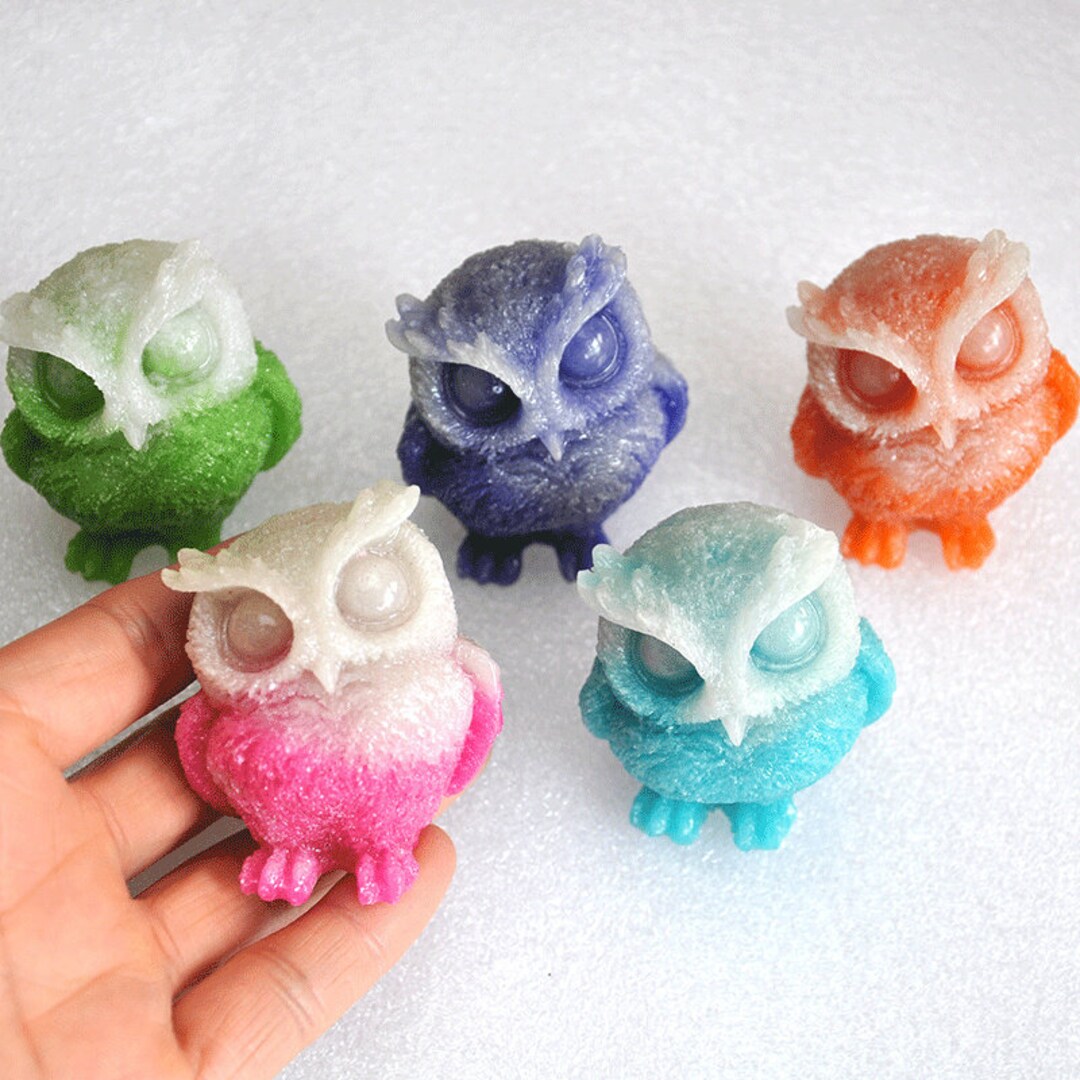 Owl Statue,owl Figurine Home Decor,natural Crystal Gemstone Resin Owl ...