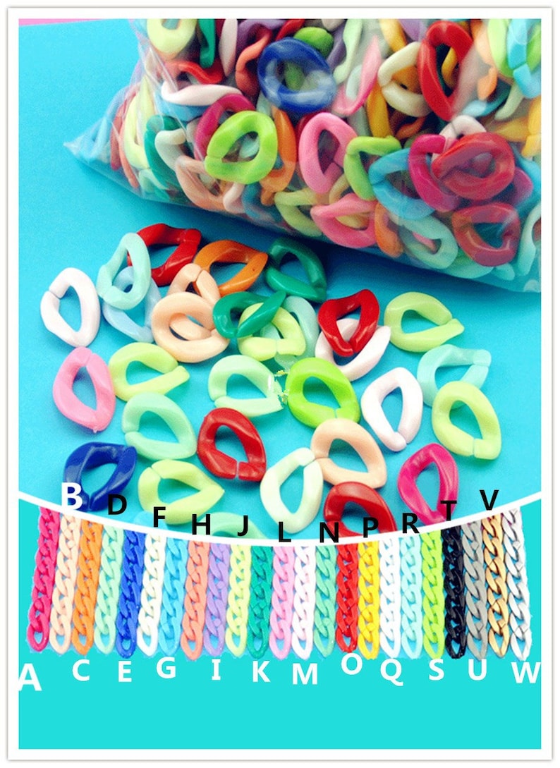 Big Acrylic Chain Open Links 17x23mm 100pcs Colorful Necklace | Etsy