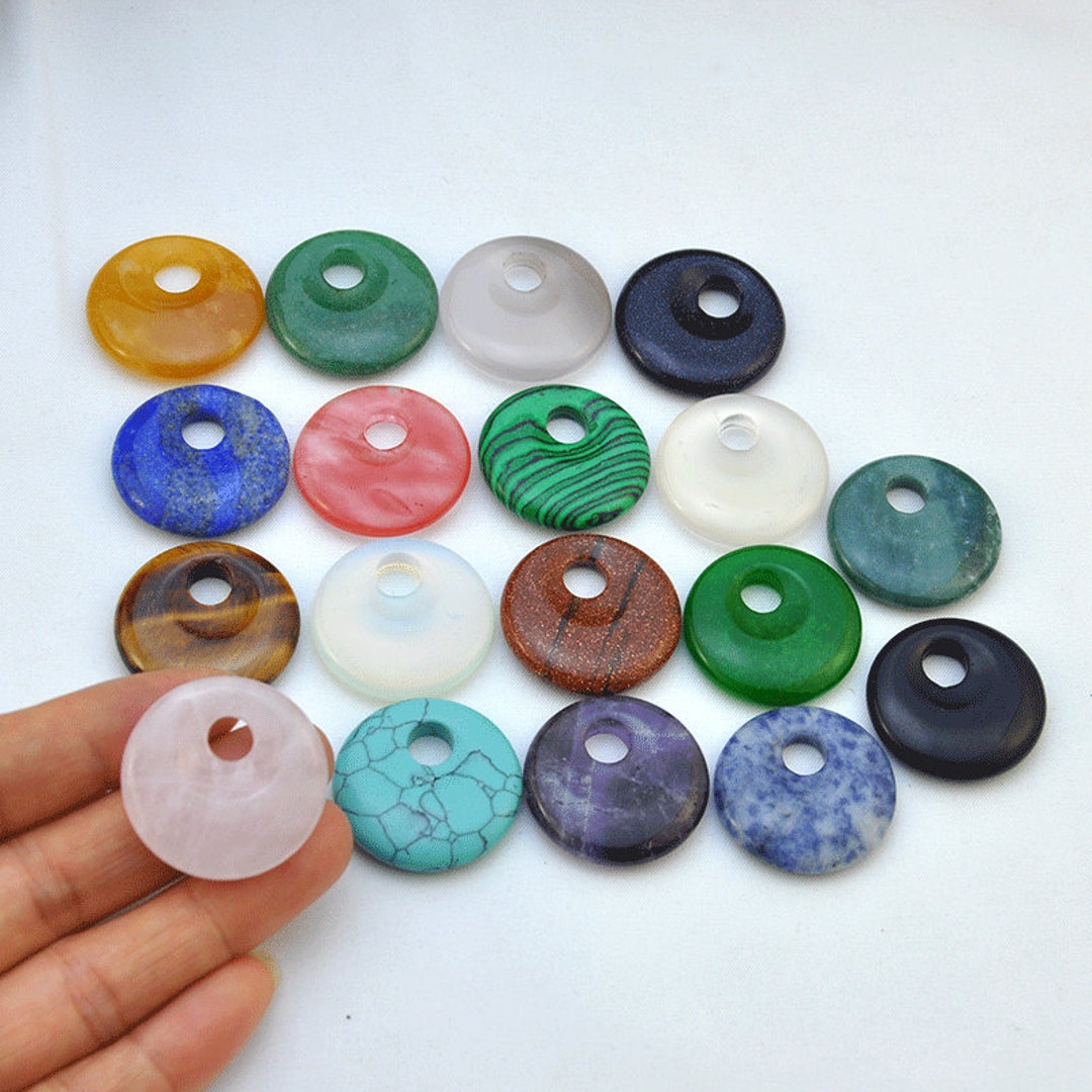 30mm Gemstone Donut Crystal Donut Lucky Safety Pendant，side Hole ...