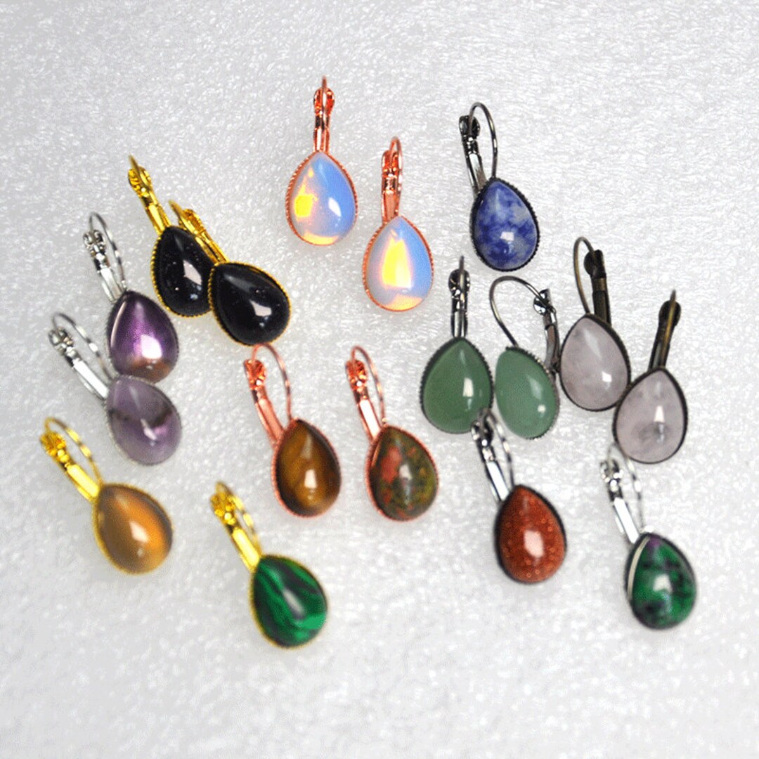 14x10mm Teardrop Shaped Gemstone Earrings，pear Gemstone Earrings，tear ...