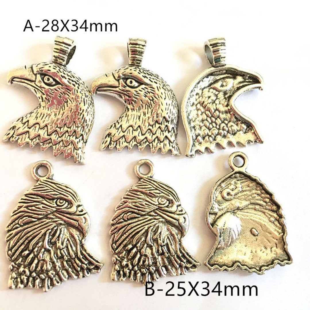 8pcs Antique Silver Eagle Head Charm Pendentifs ----28X34mm / 25X34mm ...