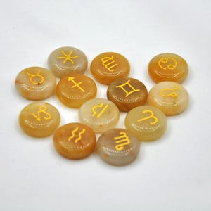Natural Zodiac Runes of the Witch Set,astrological Symbol，12 Stone ...
