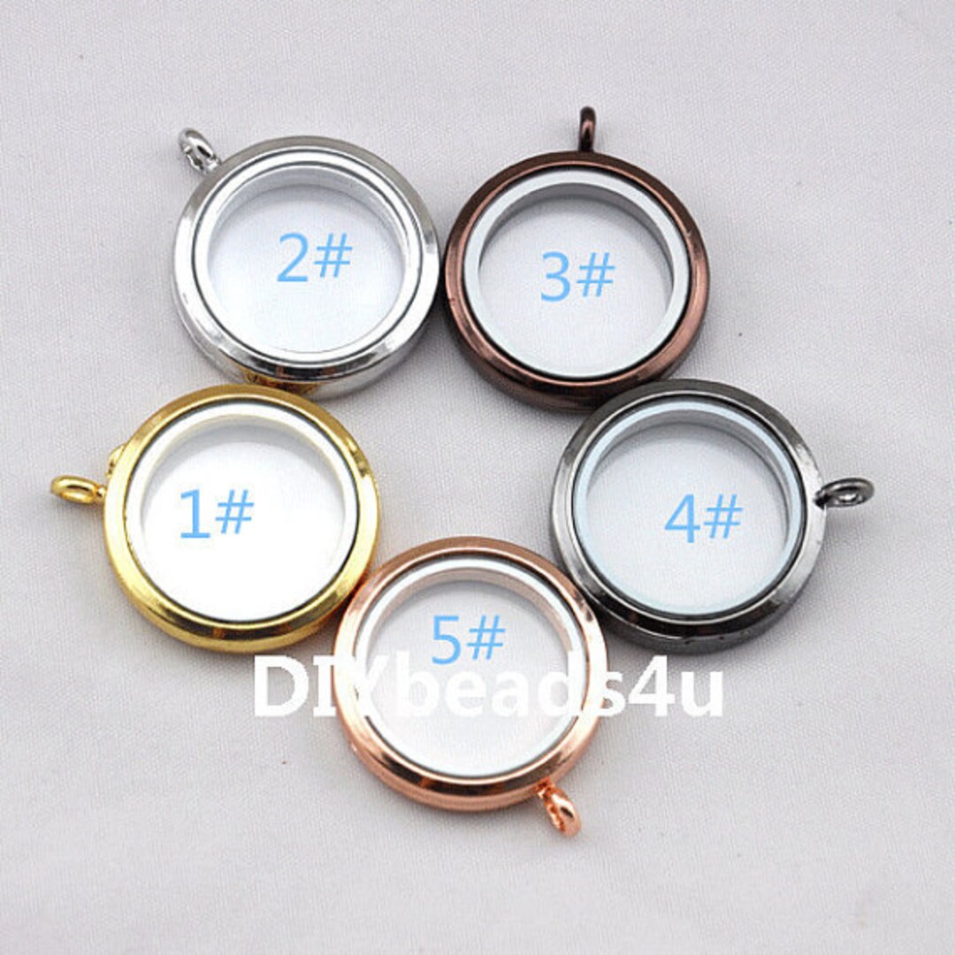 2pcs Round Floating Locket, Living Locket, Glass Locket Pendant ...