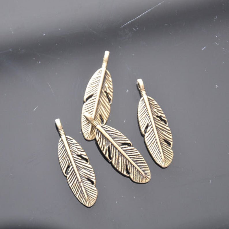 Feather Charm PendantsBird Feathers DIY Jewelry Filigree | Etsy