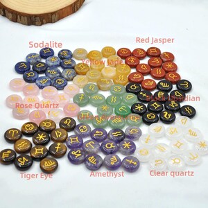 Natural Zodiac Runes of the Witch Set,astrological Symbol，12 Stone ...