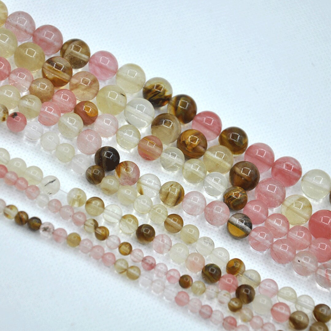 Watermelon Stone Bead Strand，watermelon Quartz, Crystal Healing Beaded ...