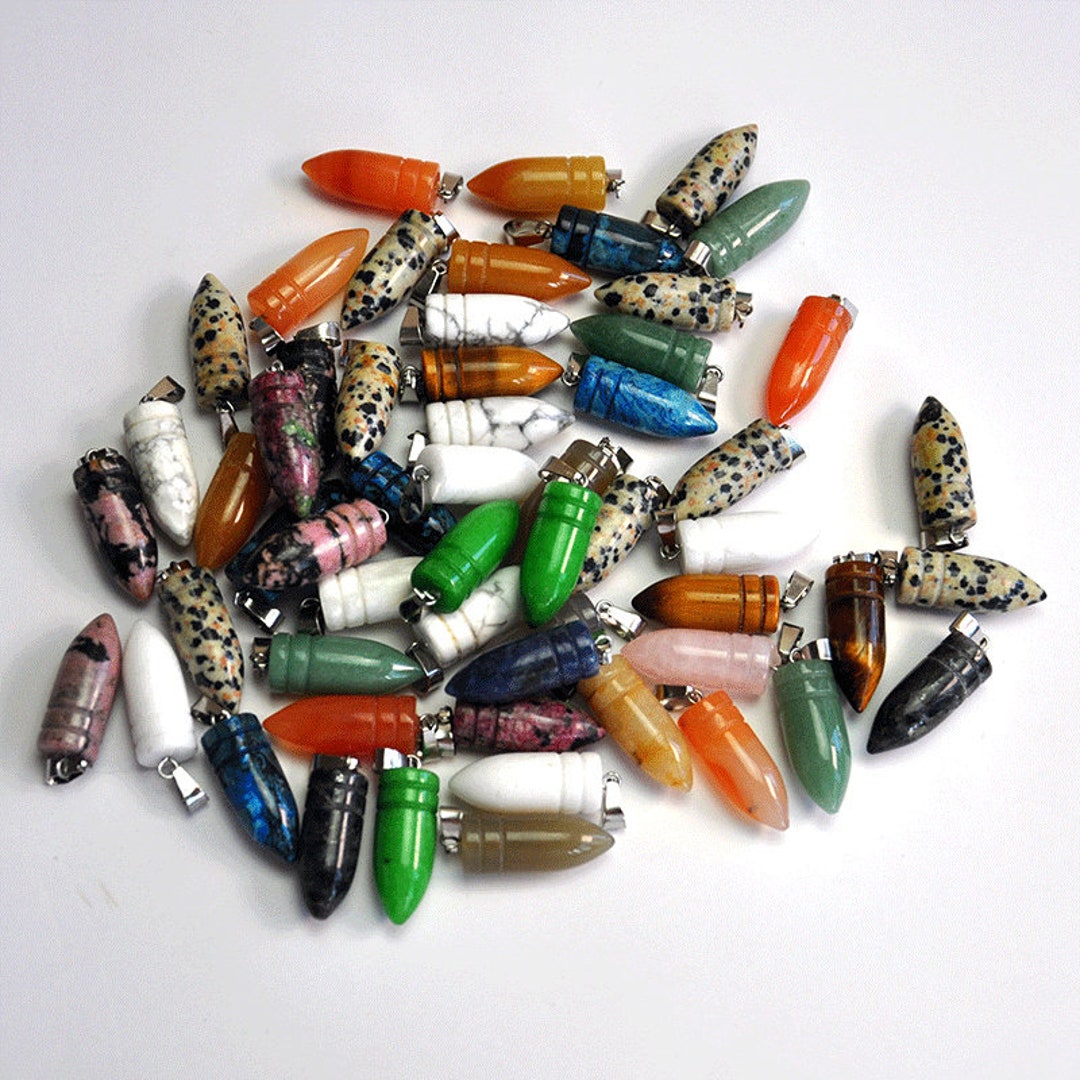 10pcs/lot-natural Gemstone Bullet Pendant,bullet Pendant for Jewelry ...