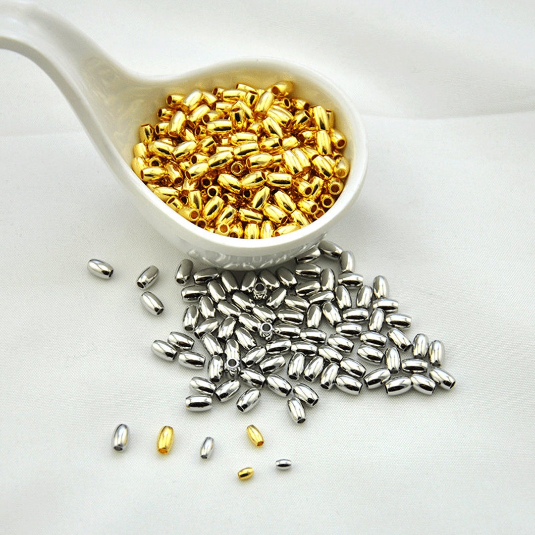 Gold Plated、stainless Steel Rice Spacer Beads ,oval Spacer Beads Bead ...