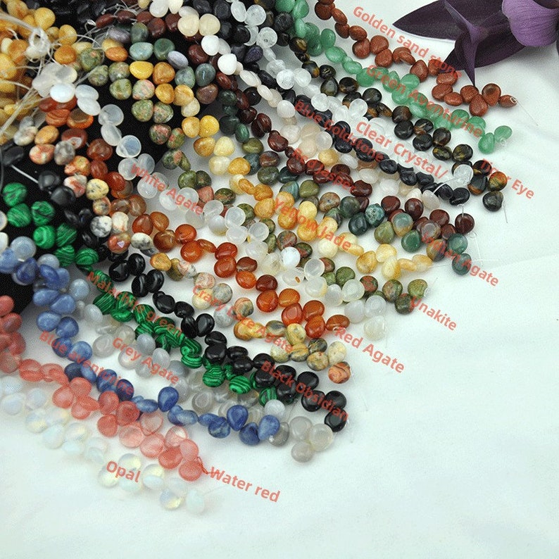 10x12mm Water Drop Petal Horizontal Drilled Smooth Gemstone，30pcs Water ...