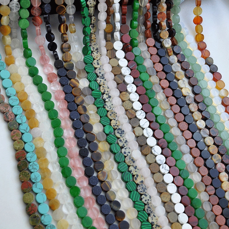 Flat Gemstone Beads - Etsy