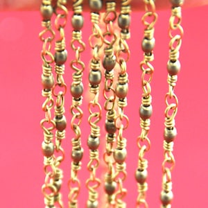 1 Meter 3.05 Ft brass With 2.2x3mm Antique Bronze Beads Wire Wrapped ...