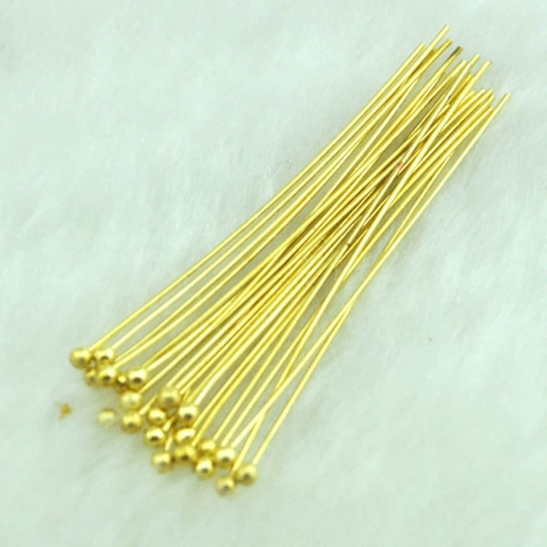 14 K Gold Plated Brass Ball End Head Pin 40mm/45mm/50mm 23g Q00142 - Etsy