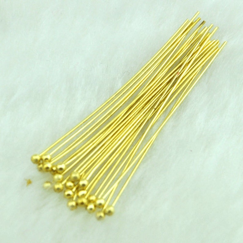 14 K Gold Plated Brass Ball End Head Pin 40mm/45mm/50mm 23g - Etsy
