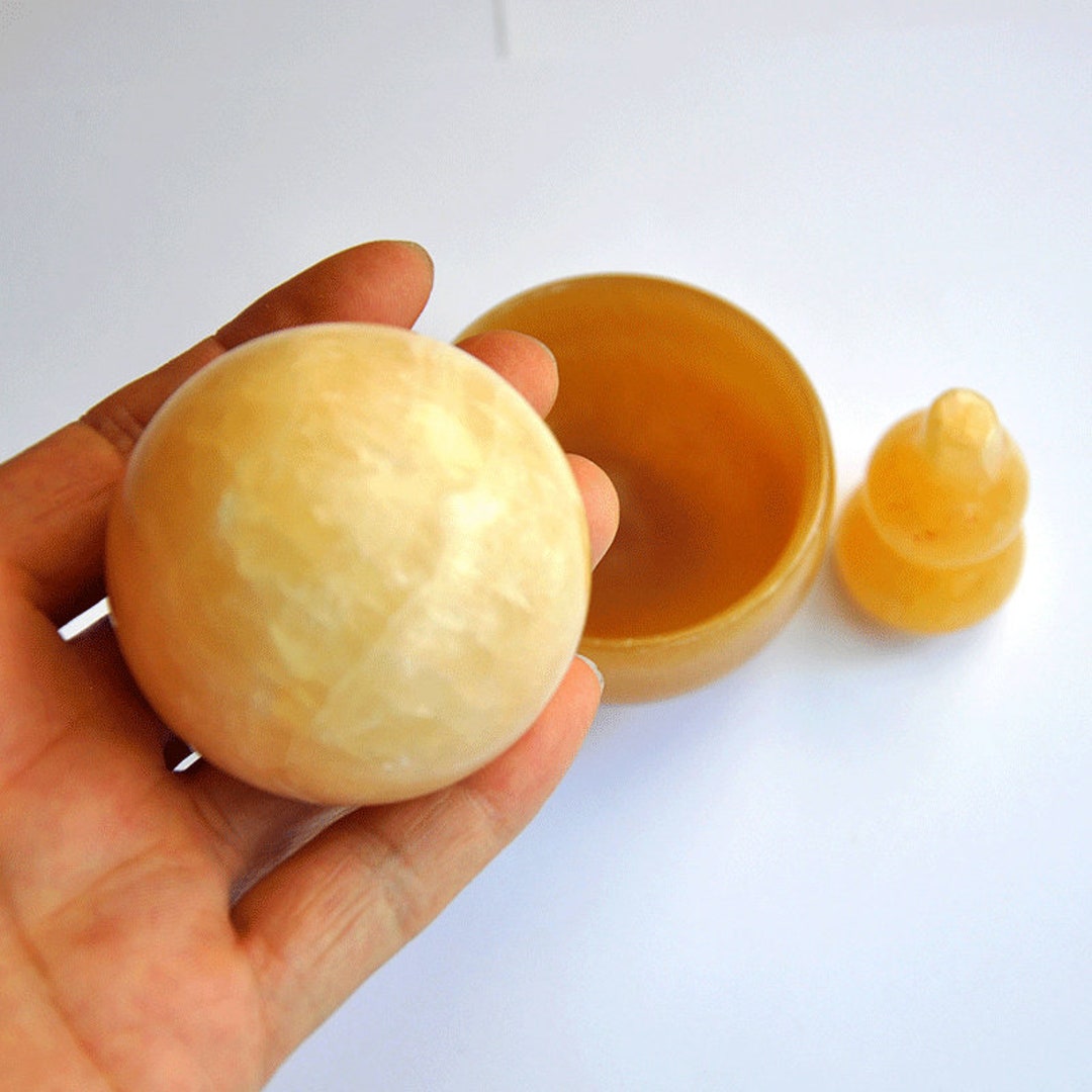 50mm Yellow Jade Sphere Yellow Jade Ball Healing Crystal.yellow Gourd ...
