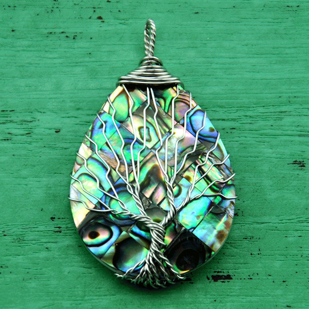 Abalone Shell Tree of Life Pendant,copper Wire Wrapped Pendant,tree of ...