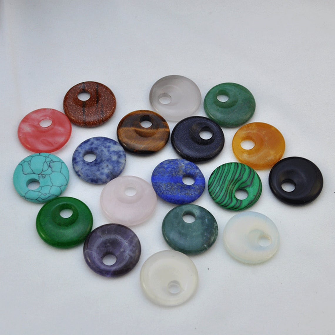 30mm Gemstone Donut Crystal Donut Lucky Safety Pendant，side Hole ...