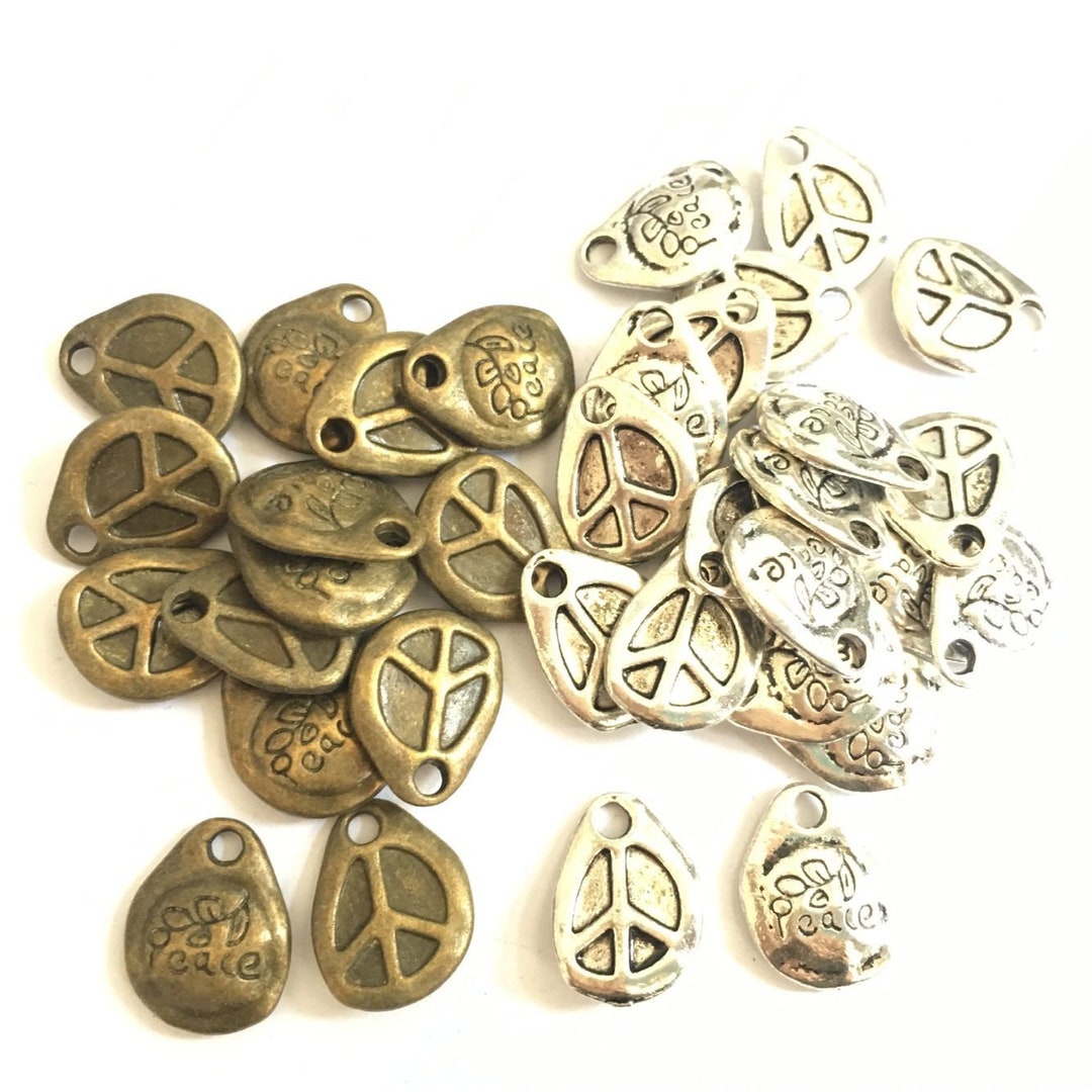Peace Sign Charms---25pcs Antique Bronze /antique Silver Peace Symbol ...