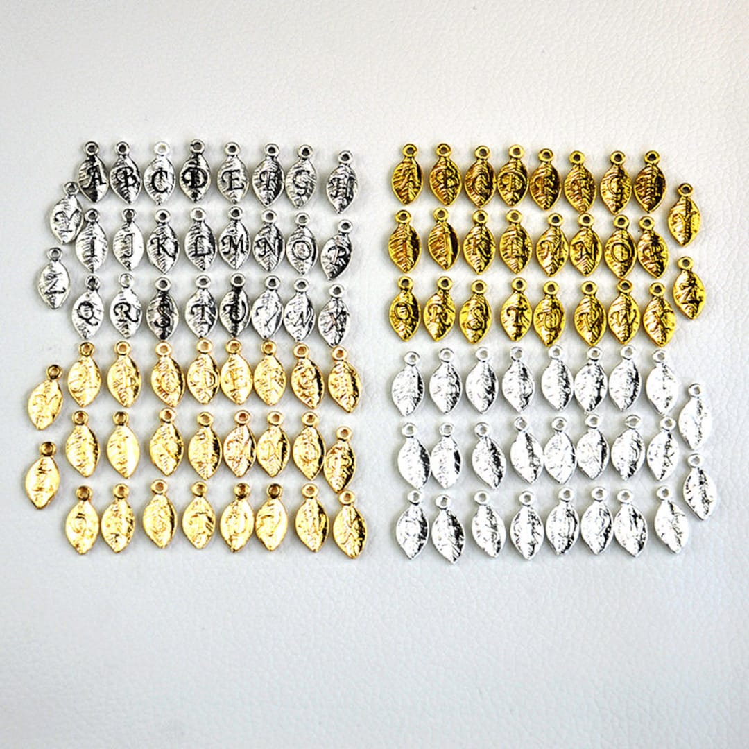 A-Z Alphabet English Letters,upper Case, Leaf Charm, Alphabet Pendant ...