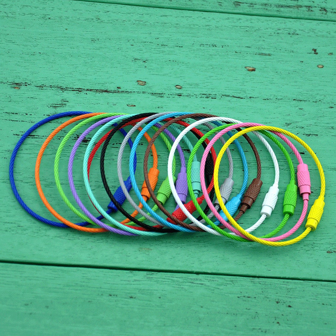 150*1.5mm Wire Keychain Cable Stainless Steel Cable Key Ring Wire Mixed ...