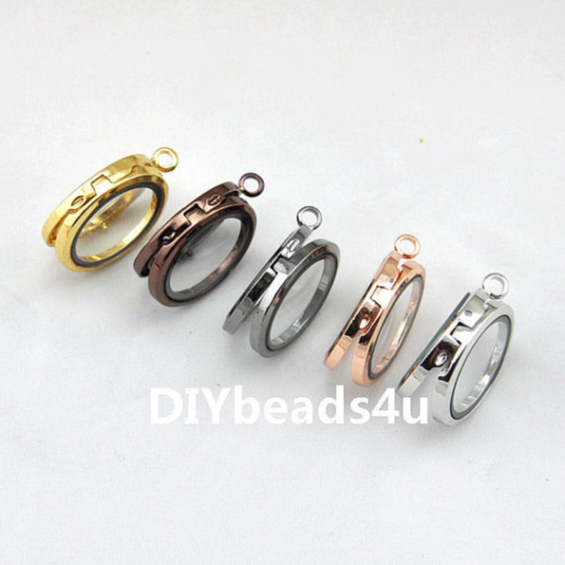 2pcs Round Floating Locket, Living Locket, Glass Locket Pendant ...