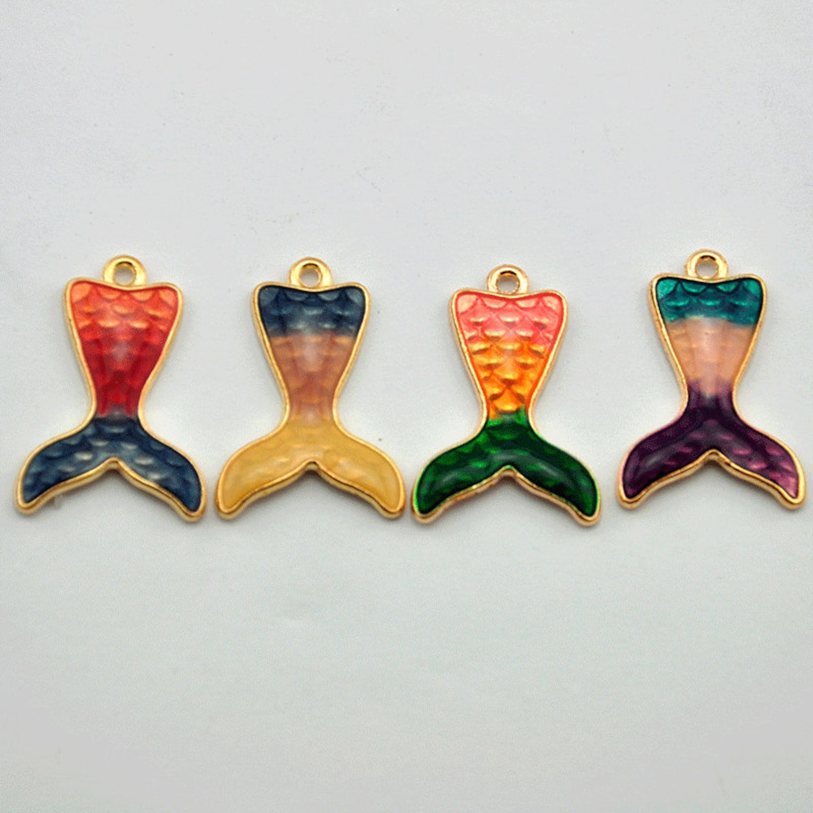 4pcs 50pcs Mermaid Tail Gold Plated Enamel Charms Enamel | Etsy