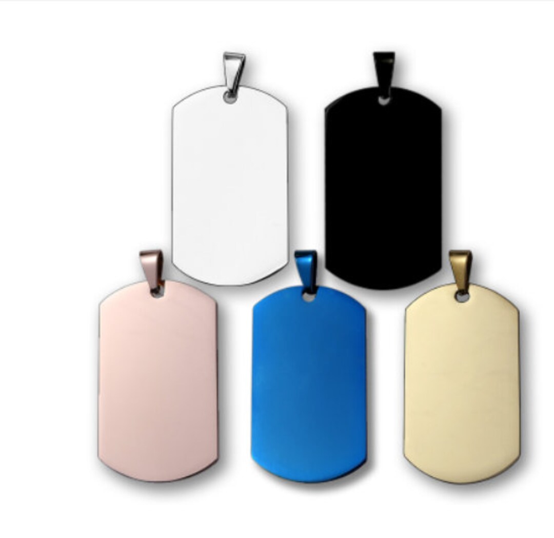 2-10pcs High Polished Dog Tags Smooth Stainless Steel Polished Mirror ...