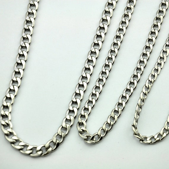 Wide Beveled Flat Curb Stainless Steel Chain - Etsy