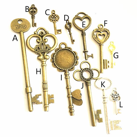 Peace Key Charm Pendantsskeleton Key Pendants Lovely Peace - Etsy