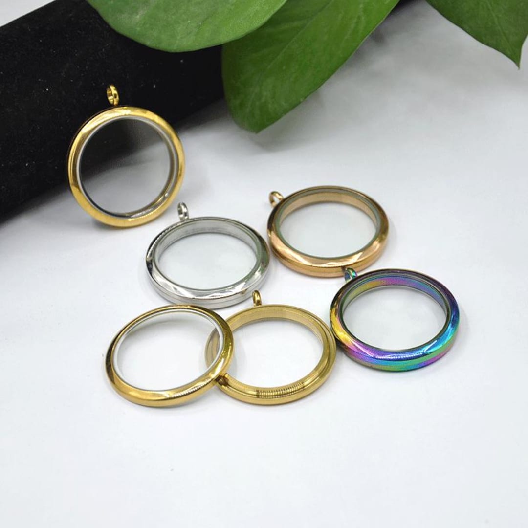 38mm Stainless Steel Round Glass Floating Locket Pendant,floating ...
