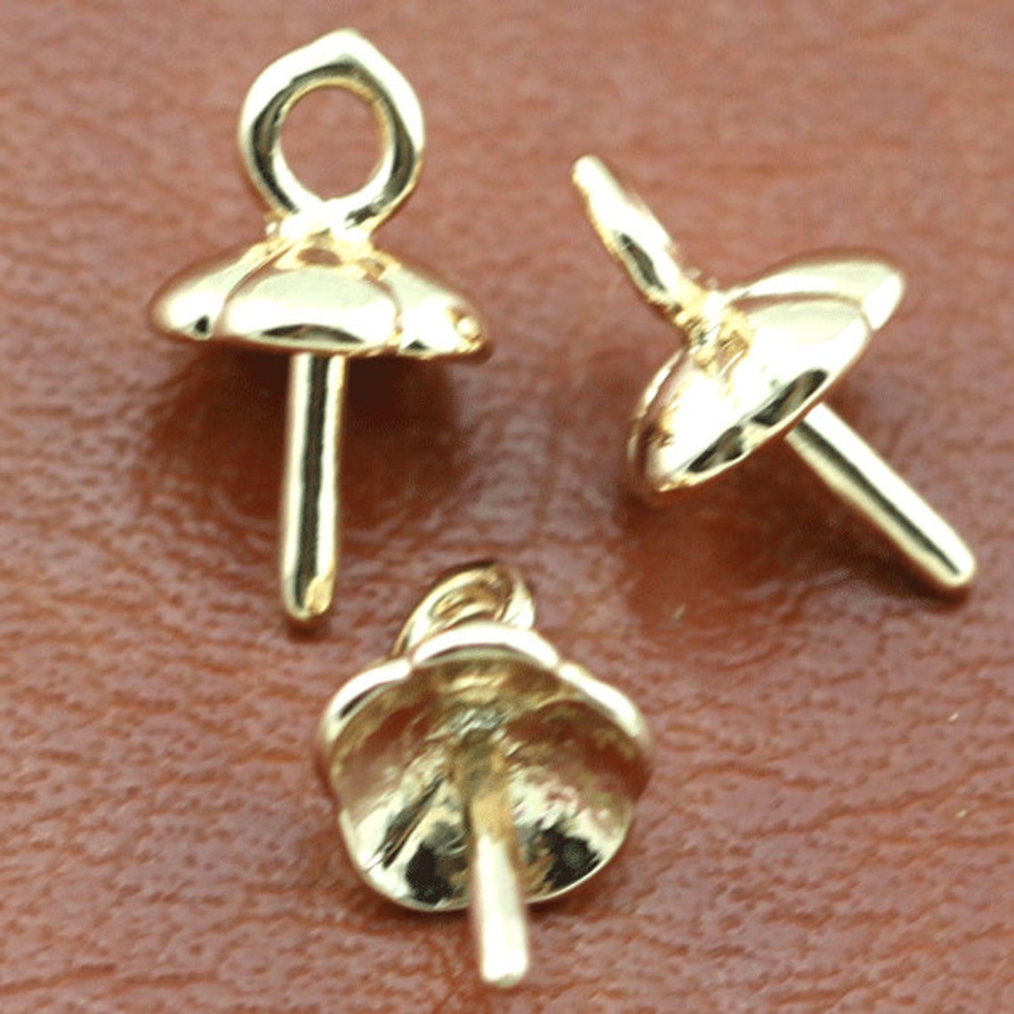 24K Gold Plated Bail Connector for Half Drilled Pearl Eye - Etsy