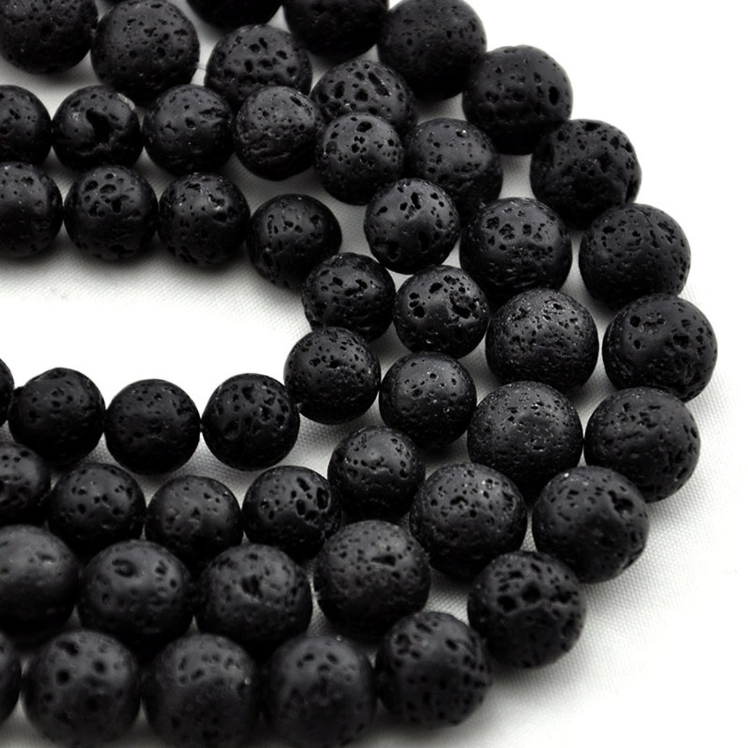 Natural Lava Beads: Black Volcanic Rock Beads，4mm 6mm 8mm 10mm 12mm ...