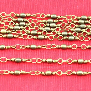 1 Meter 3.05 Ft brass With 2.2x3mm Antique Bronze Beads Wire Wrapped ...