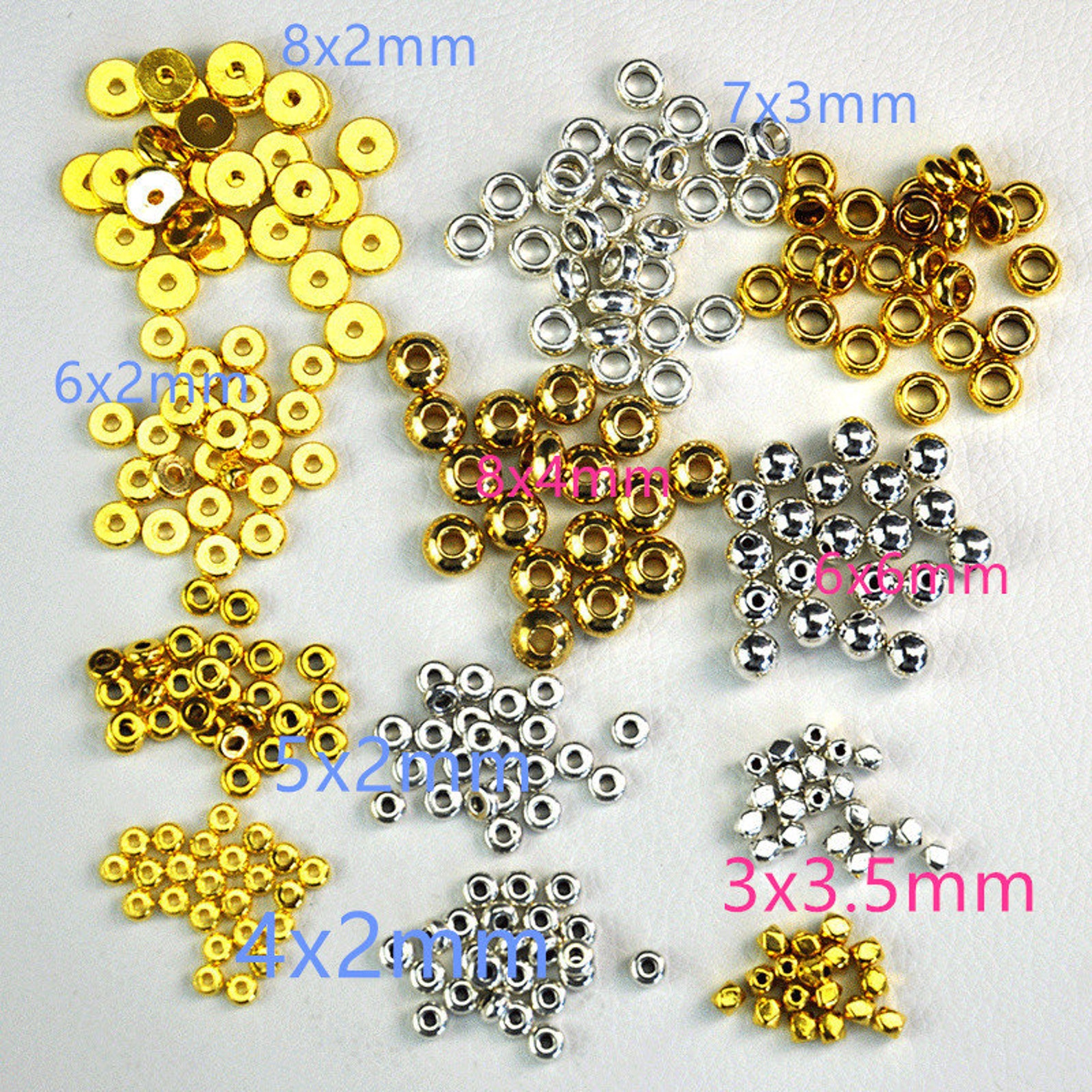 Shiny Gold Spacer Beads Gold Spacerssilver Spacersrondelle - Etsy