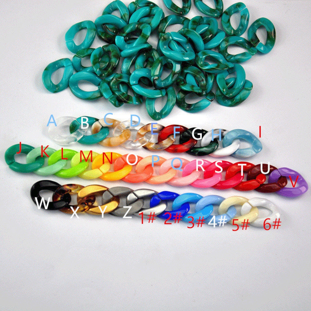 50pcs Acrylic Chain Links,assorted Color Plastic Chain Links, Open ...