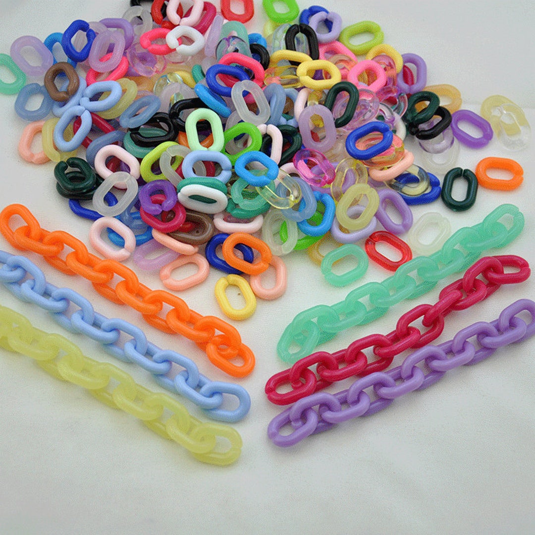 Mixed Colors Oval Tortoiseshell Acrylic Chain Links，19mm Plastic or ...