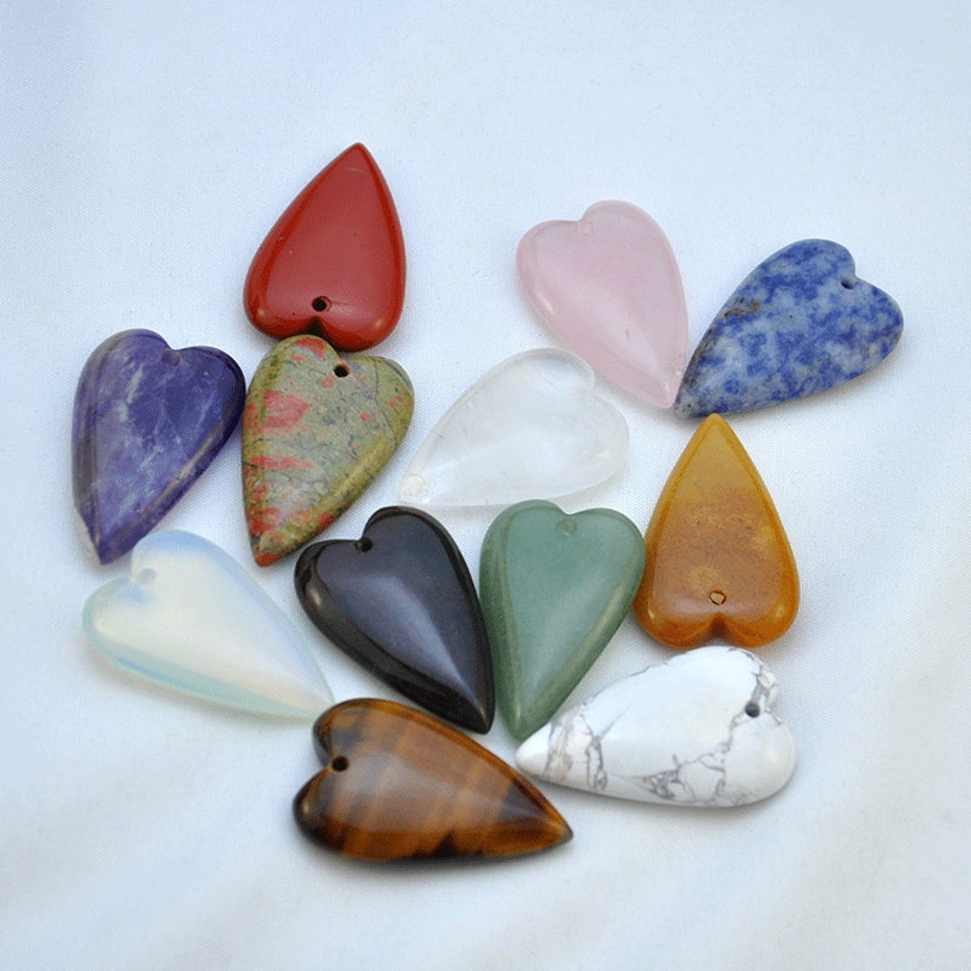 Natural Gemstone Crystal Big Sharp Heart Pendant,big Love Gemstone ...