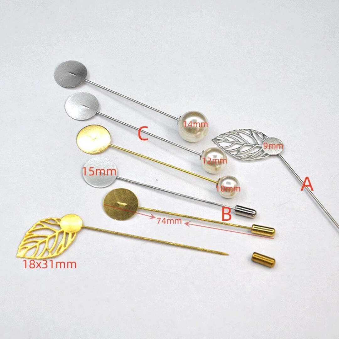 10 SETS Brooch Pin Base / Stick Pin / Hat Pin Base / Brooch Pin ...