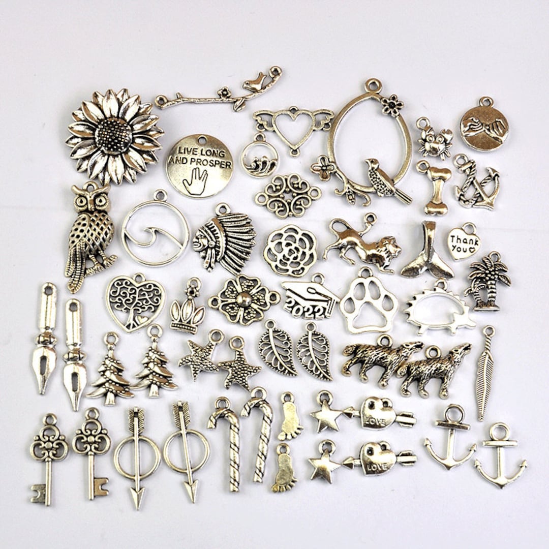 10-100pcs Liquidation Bulk Charm Lot Pendant Bulk Charm Mix Silver ...