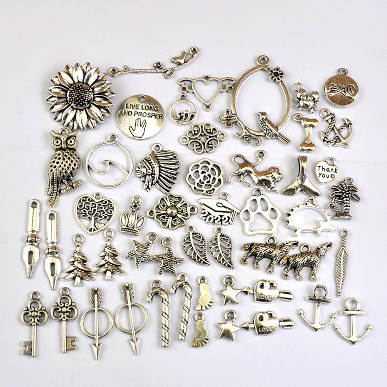 10-100pcs Liquidation Bulk Charm Lot Pendant Bulk Charm Mix Silver ...