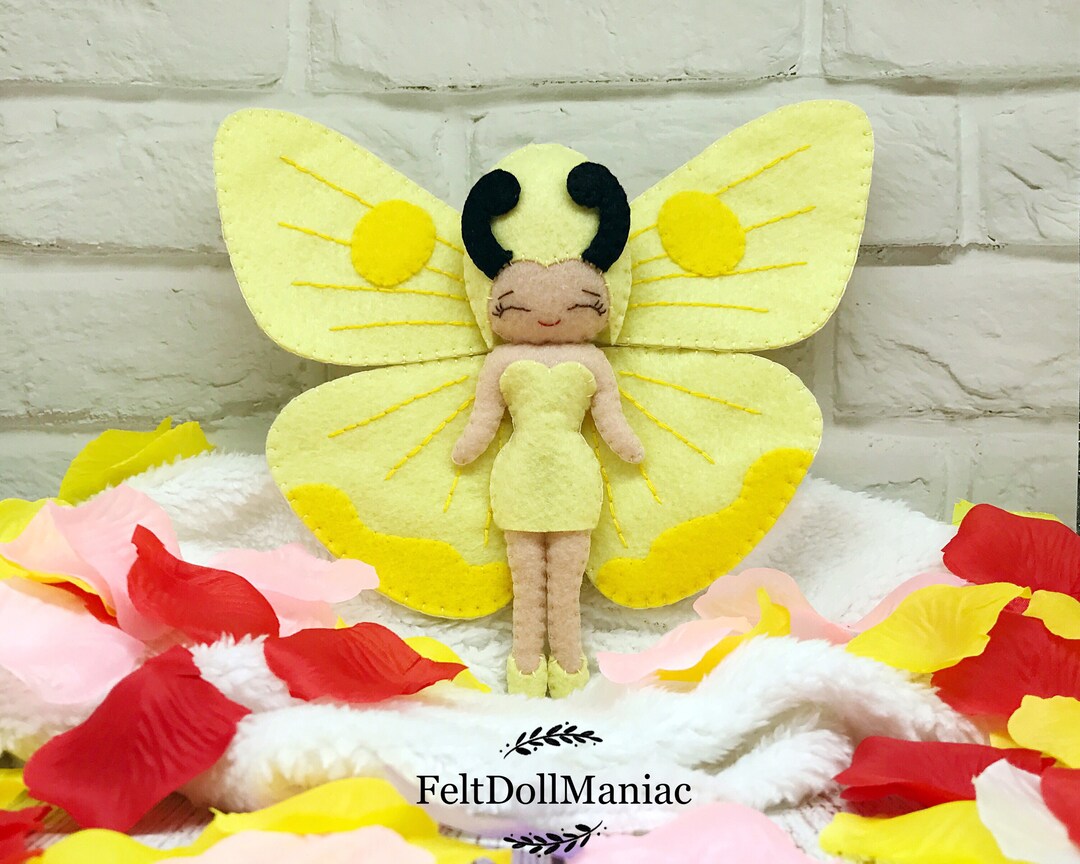 Felt Doll Pattern. Light Yellow Butterfly. PDF Pattern and Tutorial ...