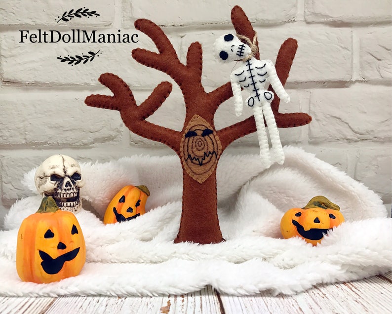 Felt Pattern. Skeleton Hanging on the Tree. Felt Doll. PDF Pattern and Tutorial. Halloween ...