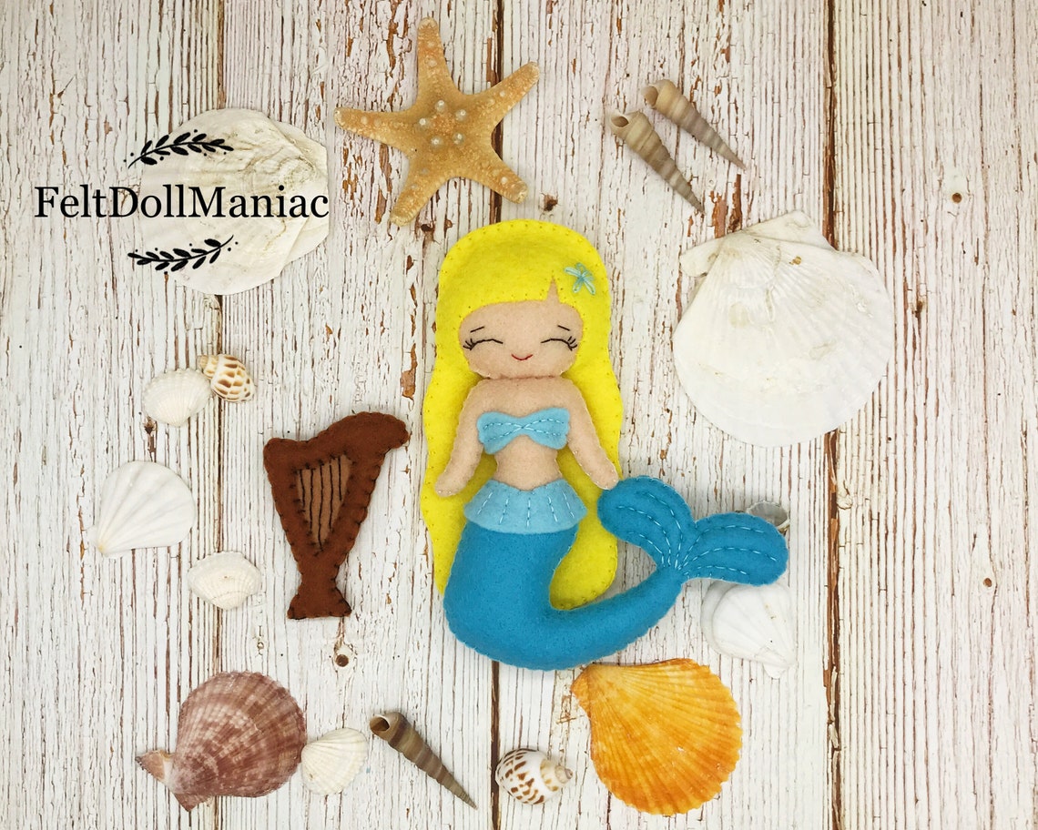 PDF Pattern. the Mermaid With Her Harp. Felt Doll. PDF Pattern | Etsy