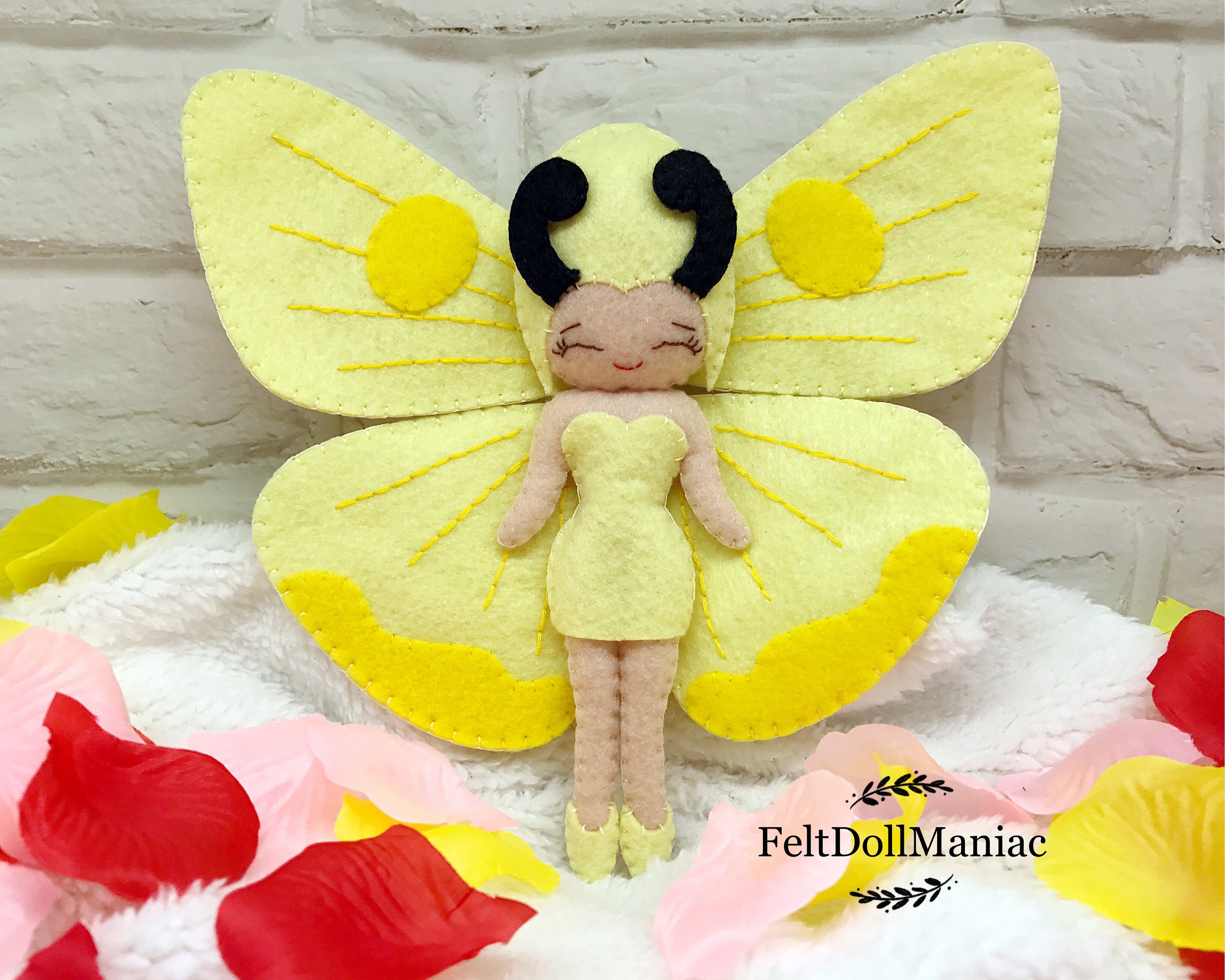 Felt Doll Pattern. Light Yellow Butterfly. PDF Pattern and - Etsy