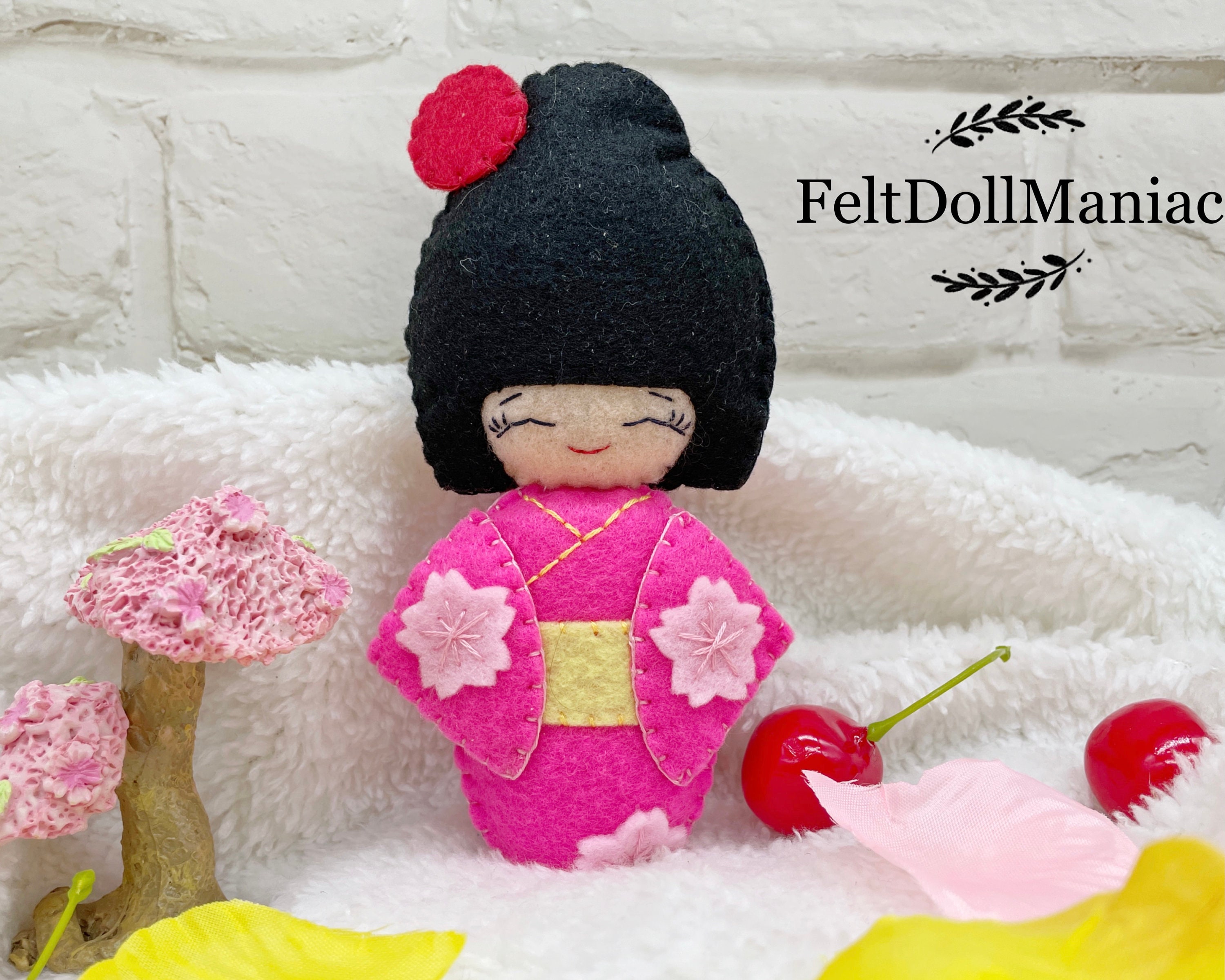Felt Pattern. Japanese Kokeshi Doll. Pink. Felt Doll. PDF Pattern and ...