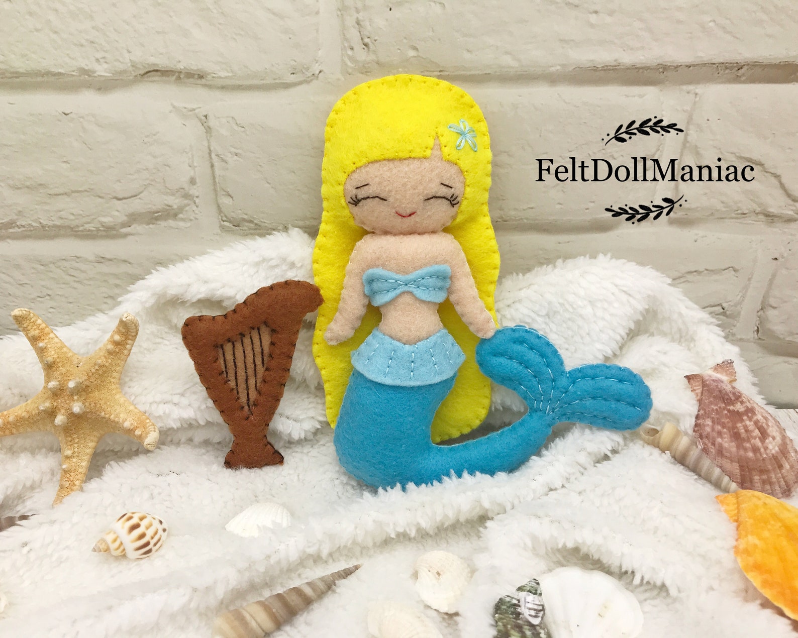 PDF Pattern. the Mermaid With Her Harp. Felt Doll. PDF Pattern - Etsy
