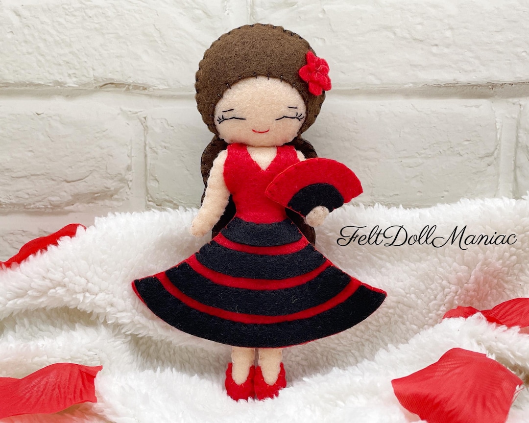 Spanish Flamenco Dancer Doll. Felt Doll. PDF Pattern and Tutorial ...